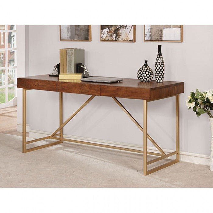 Brand New Light Walnut/Gold Desk | Always Below Retail Furniture