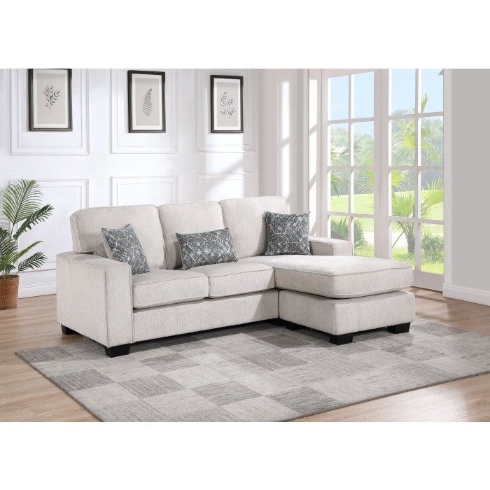 Brand New Reversible Fabric Plushy Cushioned Square Arm Sectional Sofa ...